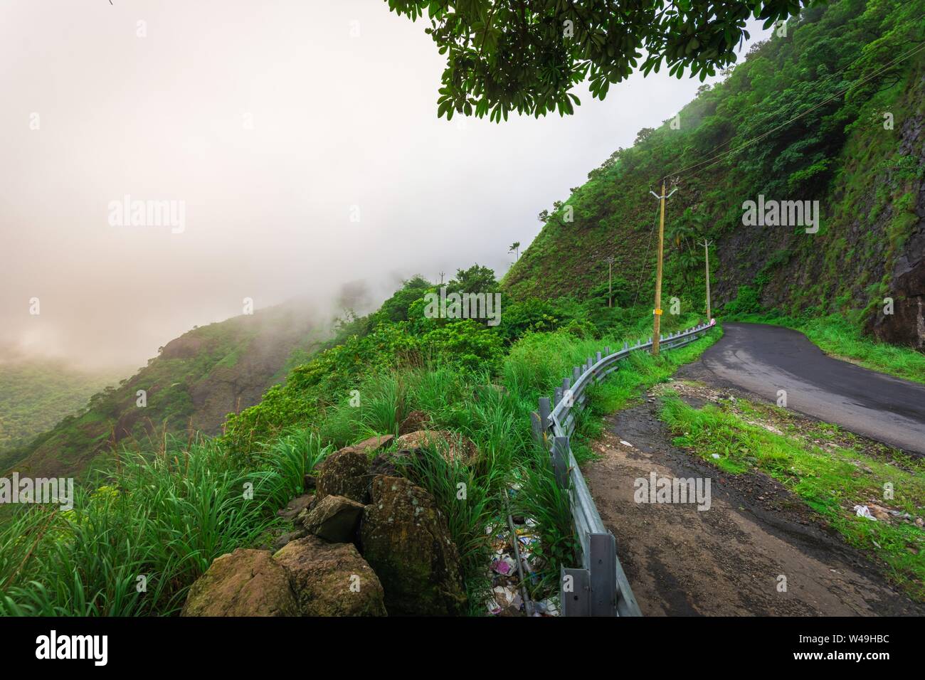 Vagamon, Kerala, India- 07 July 2019: Beginning of Vagamon hills ...