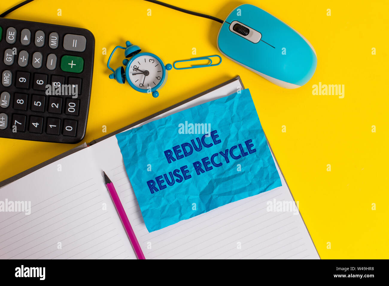 Writing note showing Reduce Reuse Recycle. Business concept for ...