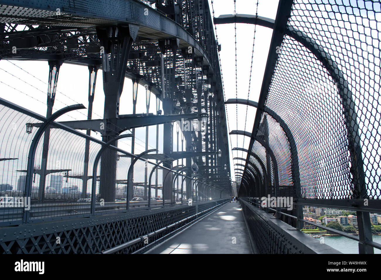 Pedestrian walkway across Sydney Harbour Bridge taken in Sydney, NSW ...