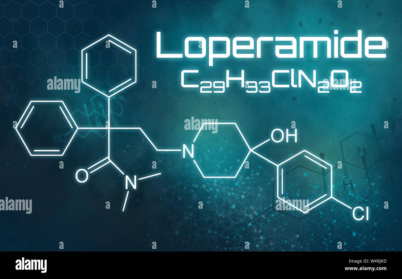 Chemical formula of Loperamide on a futuristic background Stock Photo ...