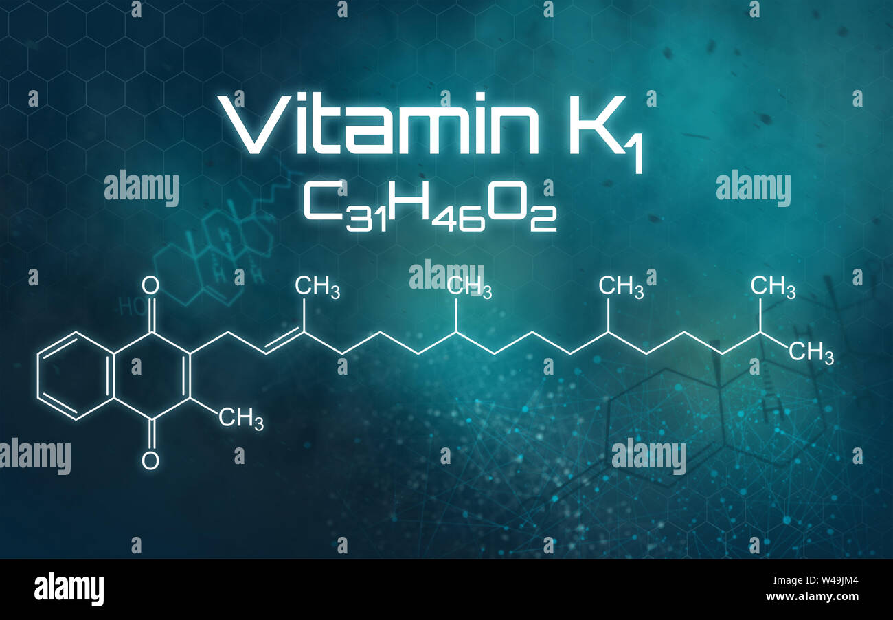 Chemical formula of Vitamin K on a futuristic background Stock Photo ...