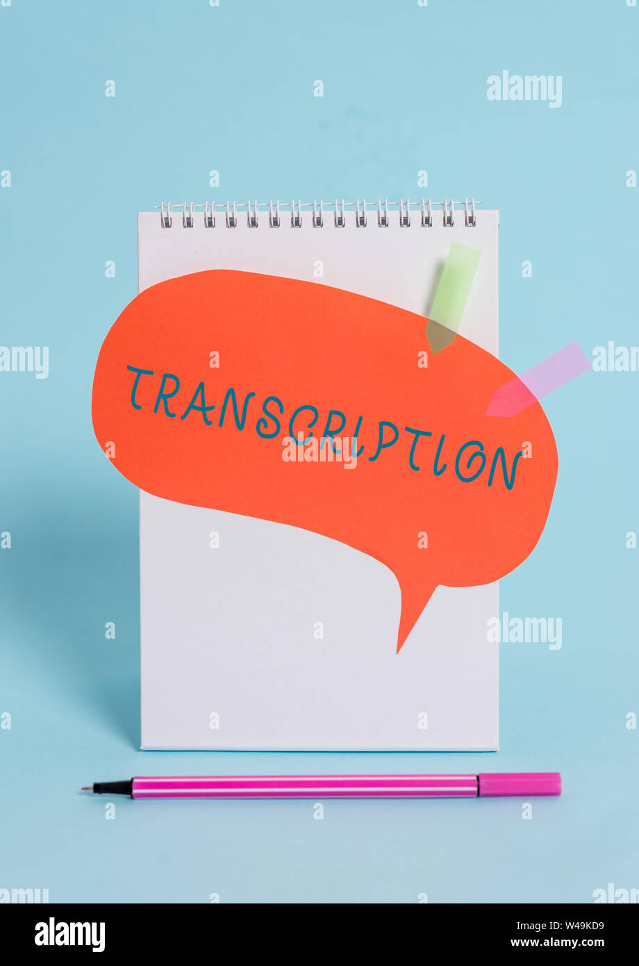 Conceptual hand writing showing Transcription. Concept meaning Written ...