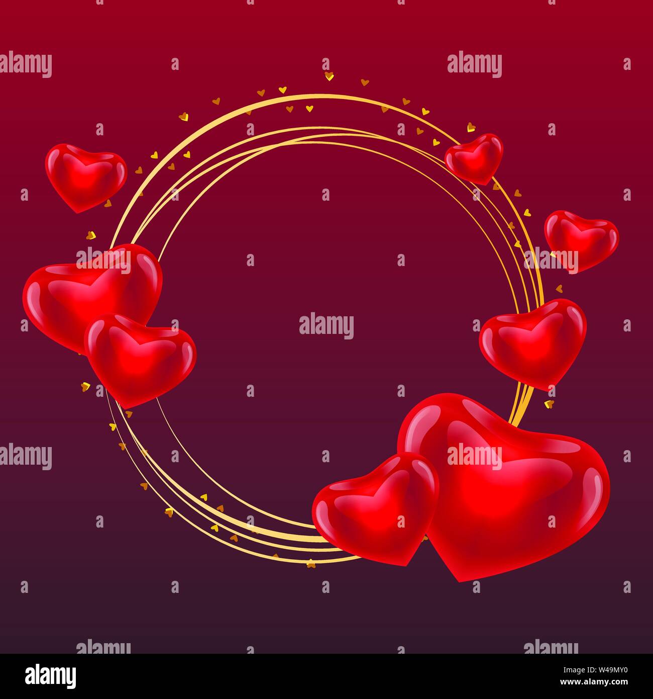 Love frame with hearts gold circle vector Stock Vector Image & Art - Alamy