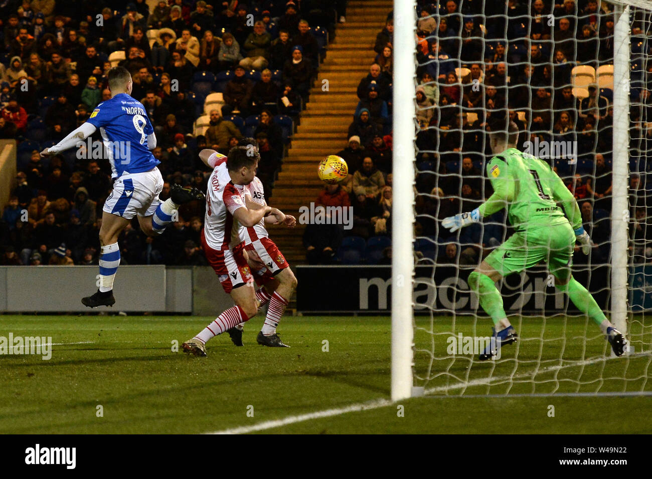 Luke Norris of Colchester United tries an acrobatic effort at goal ...