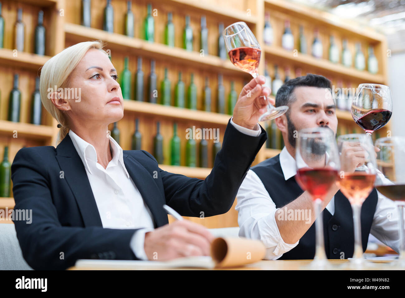 Professional sommelier tasting wine in restaurant hi-res stock ...
