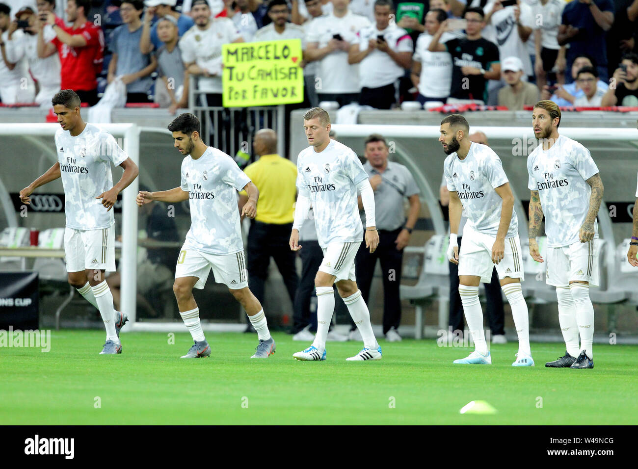 Houston, Texas, USA. 20th July, 2019. Real Madrid CF players warm up ...