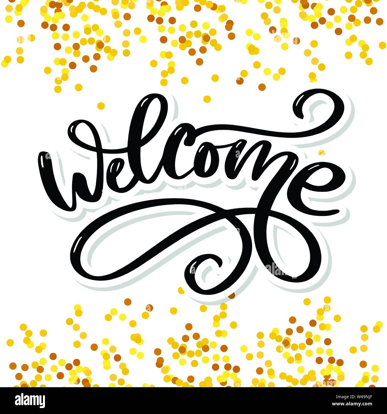 Welcome brush lettering. Vector illustration for decoration or banner ...