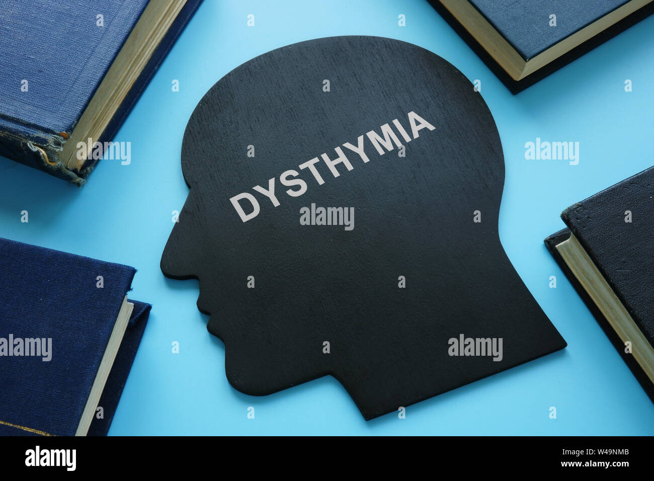 Persistent depressive disorder PDD dysthymia written on a head shape ...