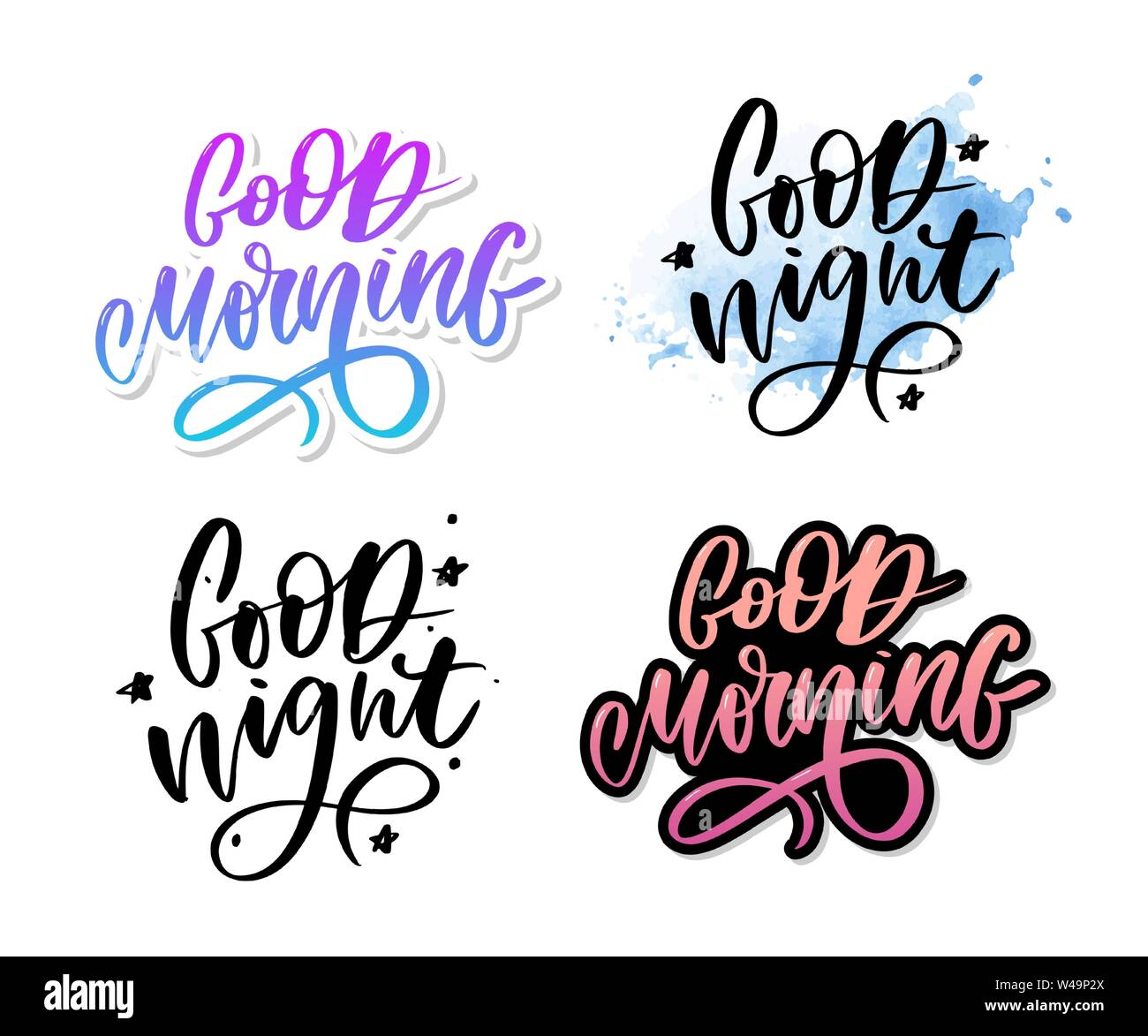 Good Night. Hand drawn typography poster. T shirt hand lettered ...