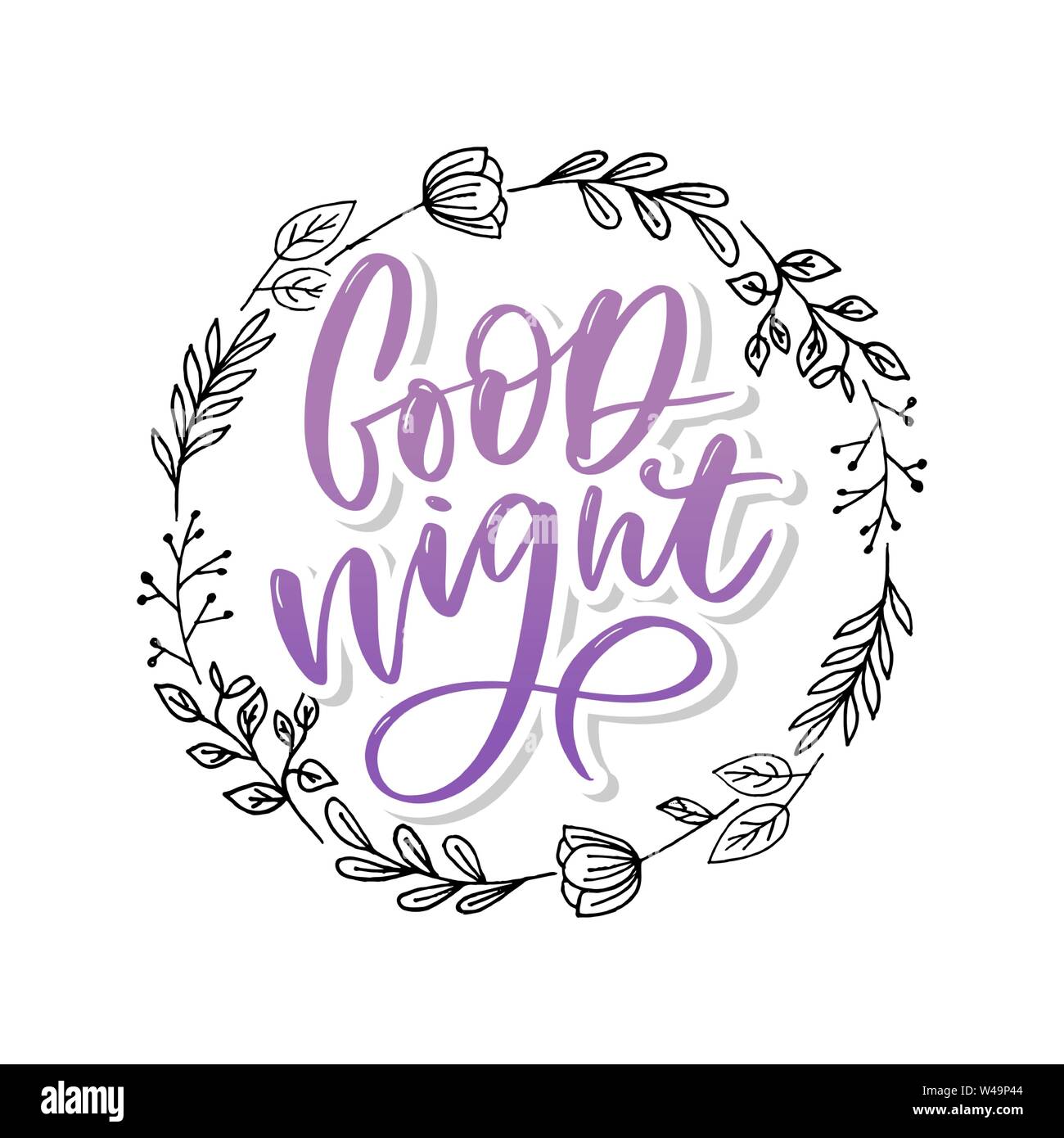 Good Night. Hand drawn typography poster. T shirt hand lettered ...