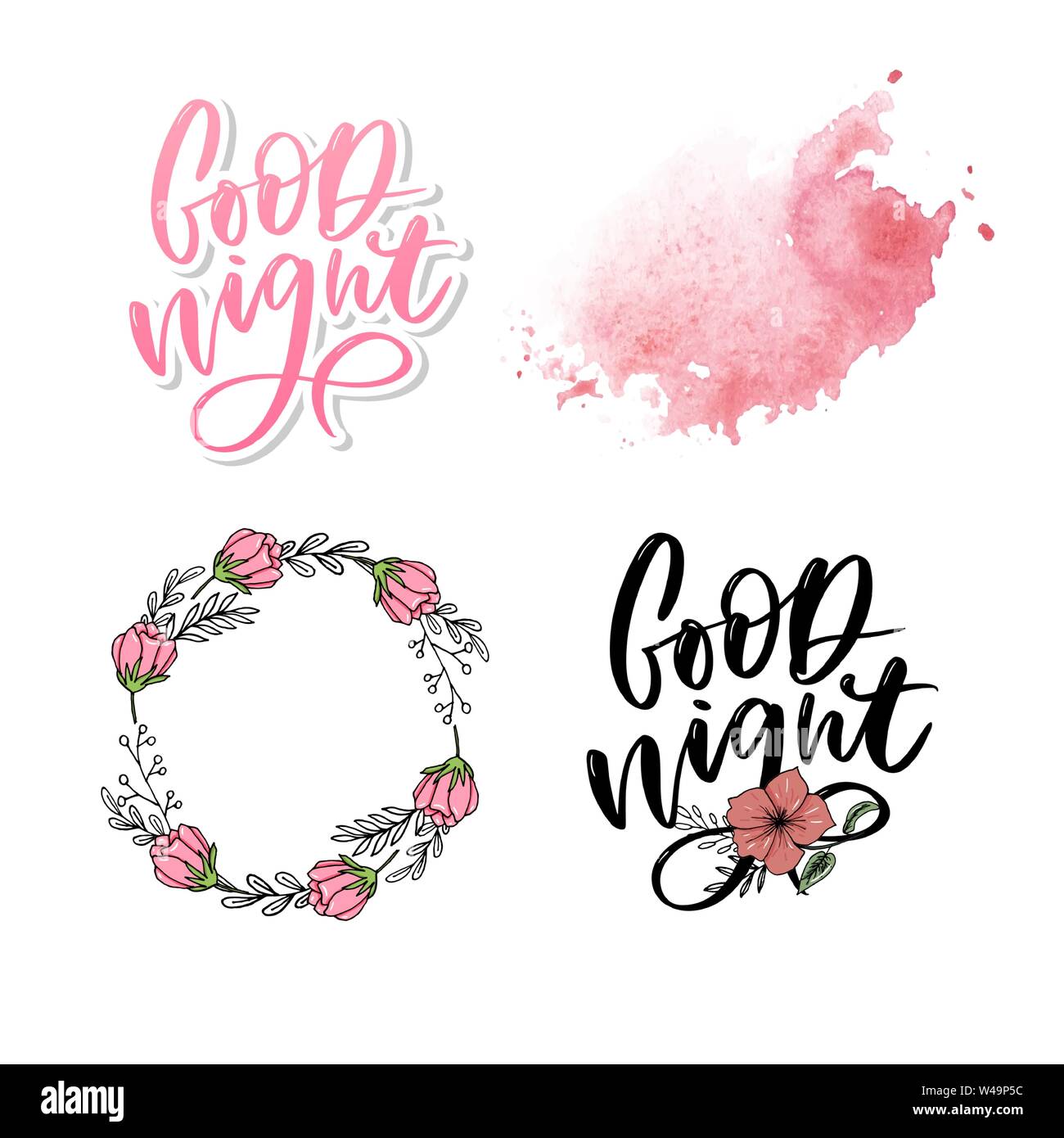 Good Night. Hand drawn typography poster. T shirt hand lettered ...