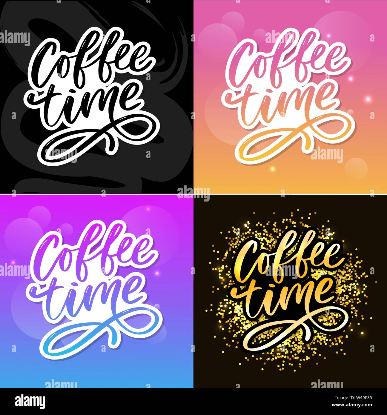 Coffee time card. Hand drawn positive quote. Modern brush calligraphy ...