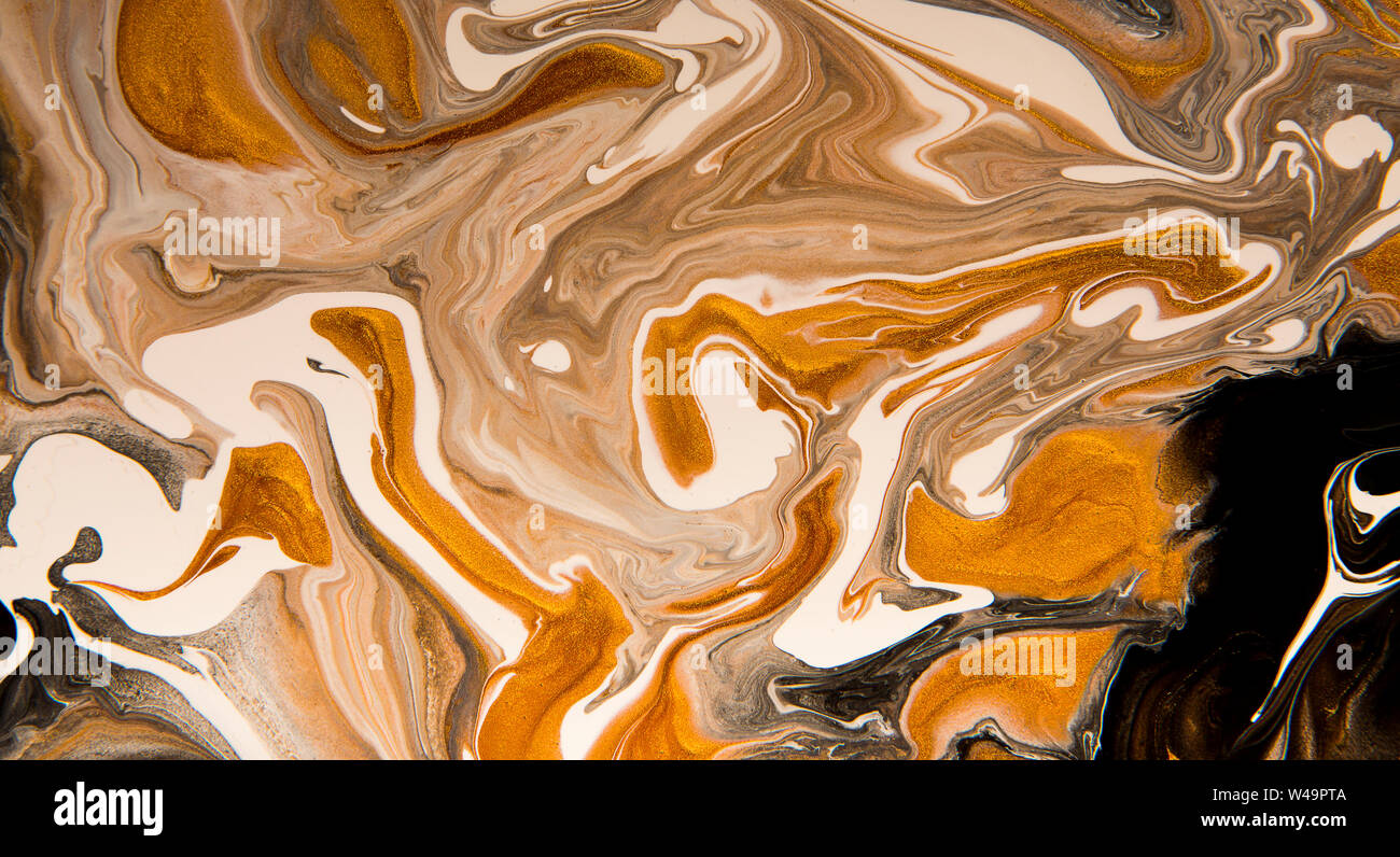 Brown wave with black and white blotches of acrylic colors Stock Photo ...