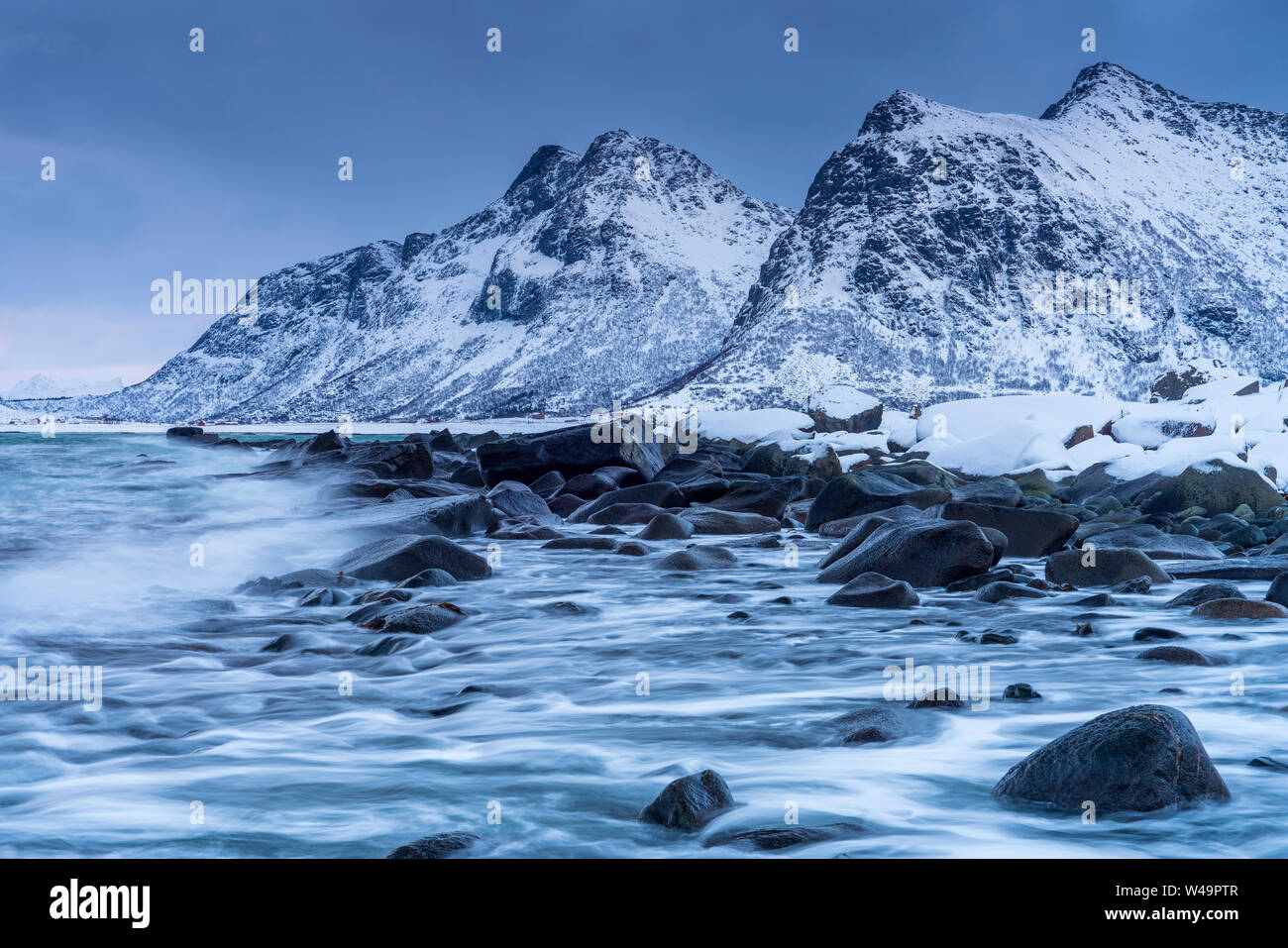 Skagsanden beach, Flakstad, Flakstadøy, Nordland, Norway, Europe Stock ...