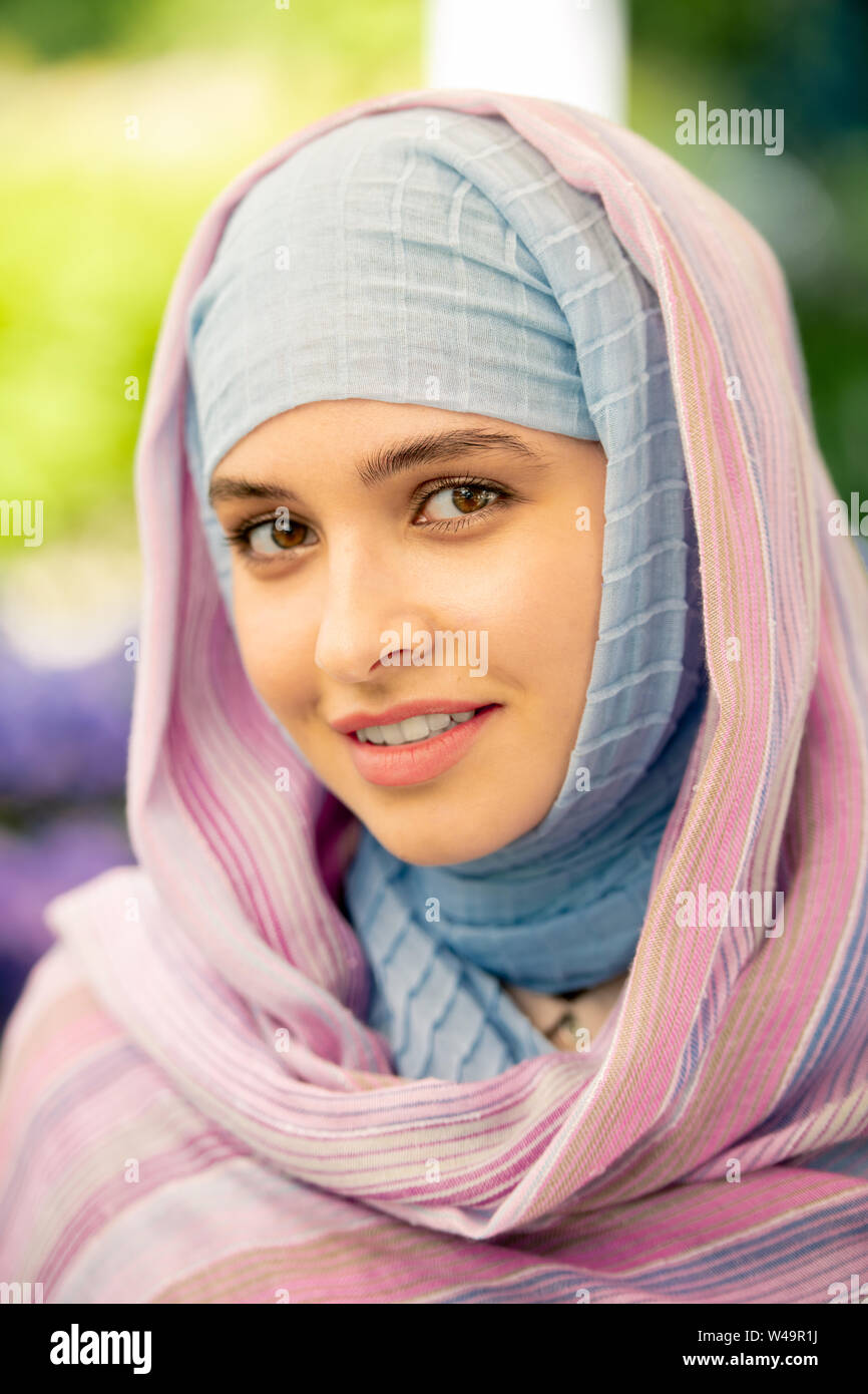 Young attractive Arabian female with natural makeup in hijab Stock Photo Alamy
