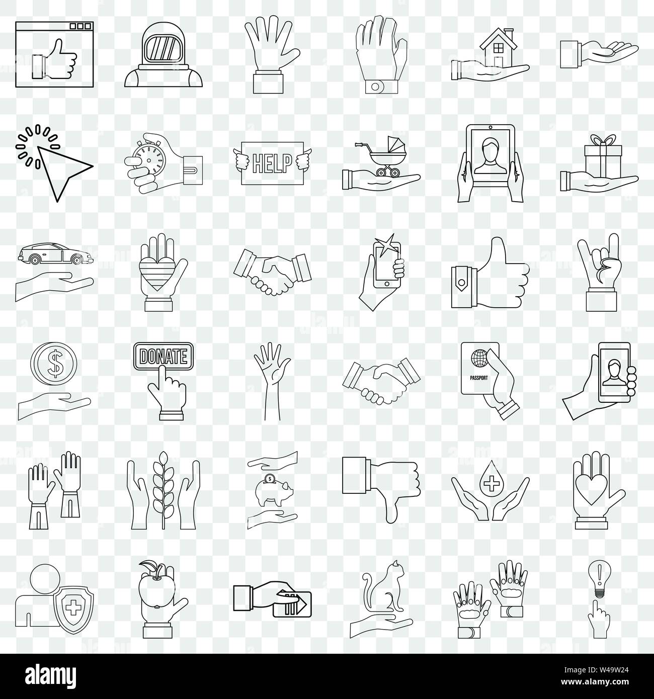 Pointing icons set, outline style Stock Vector Image & Art - Alamy