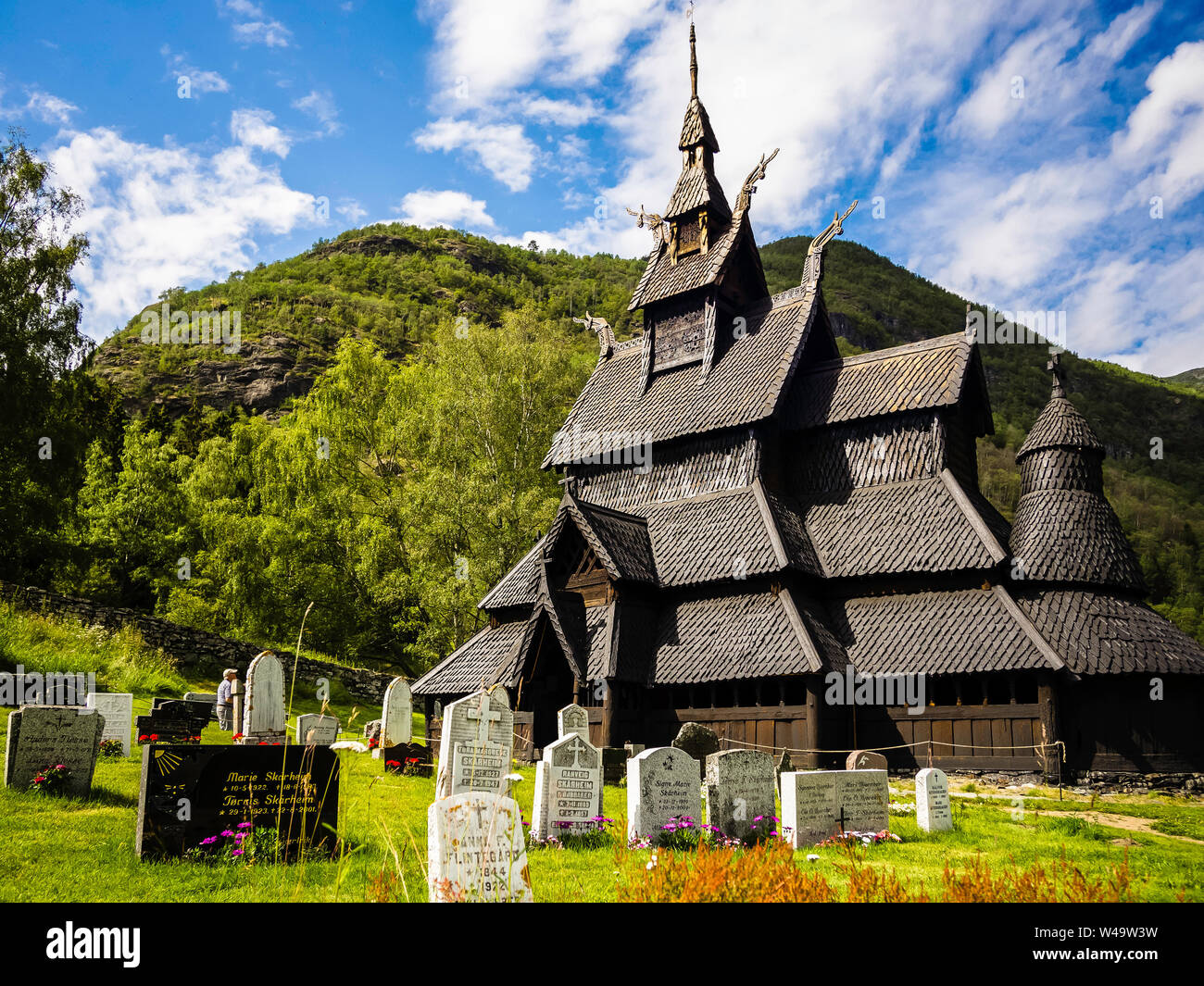 Beautiful architecture of Borgund Stave Church in Norway Stock Photo ...