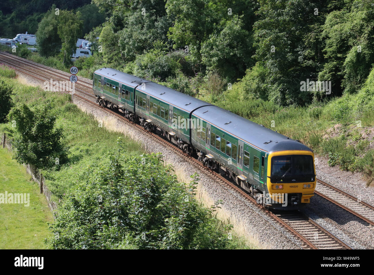Class 166 turbo express dmu train in GWR livery in countryside near ...