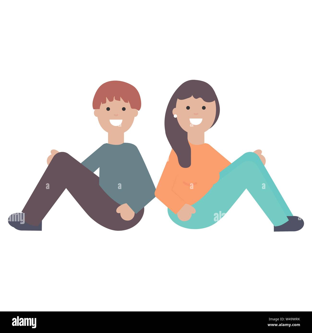 young lovers couple seated characters vector illustration design Stock ...