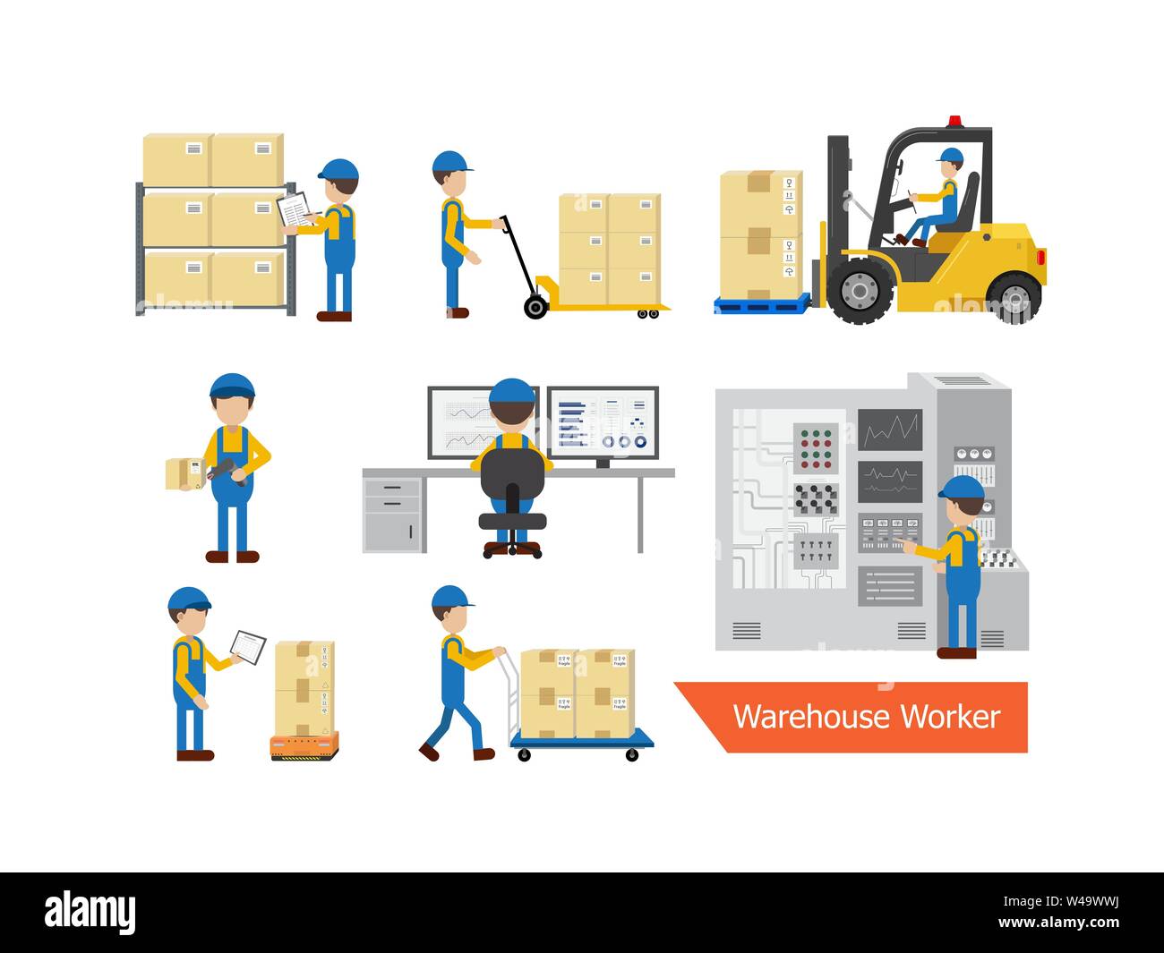 Warehouse worker or delivery man character vector illustration Stock ... Warehouse worker or delivery man character vector illustration Stock ...