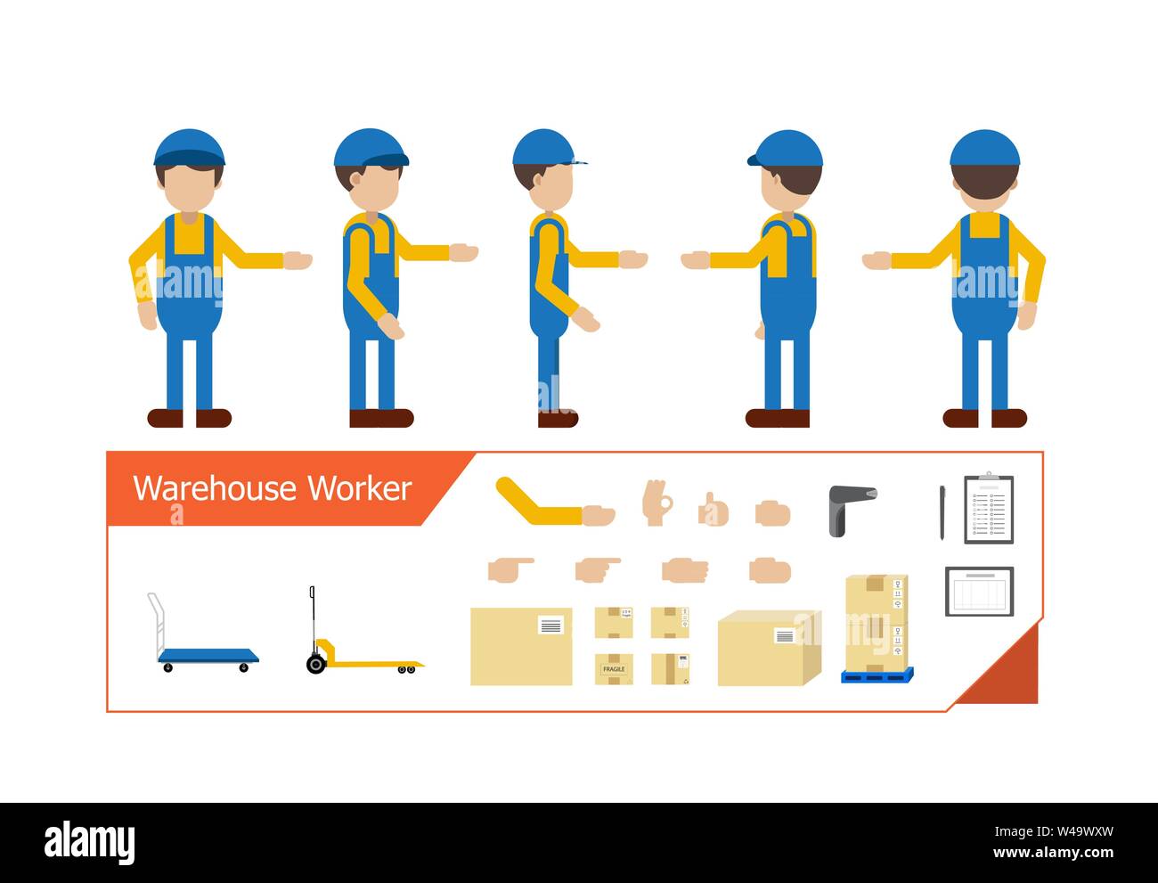 Warehouse worker or delivery man character vector illustration Stock ...