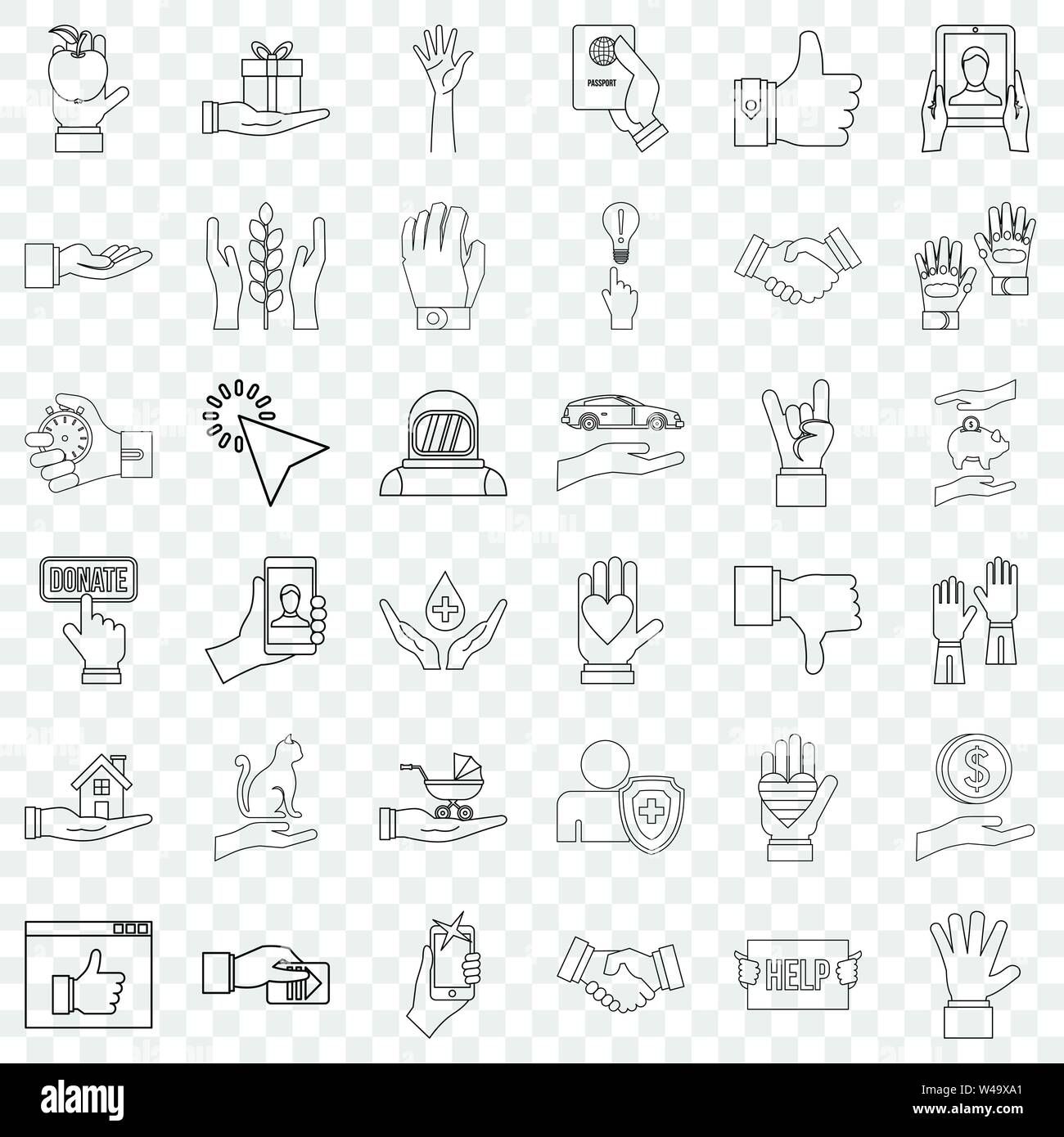 Protection icons set, outline style Stock Vector Image & Art - Alamy