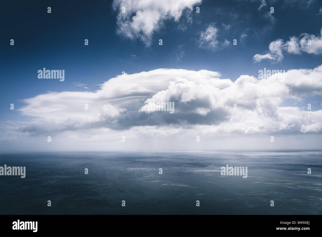 Wuiet sea views with white cloud and storm approaching over Atlantic ...
