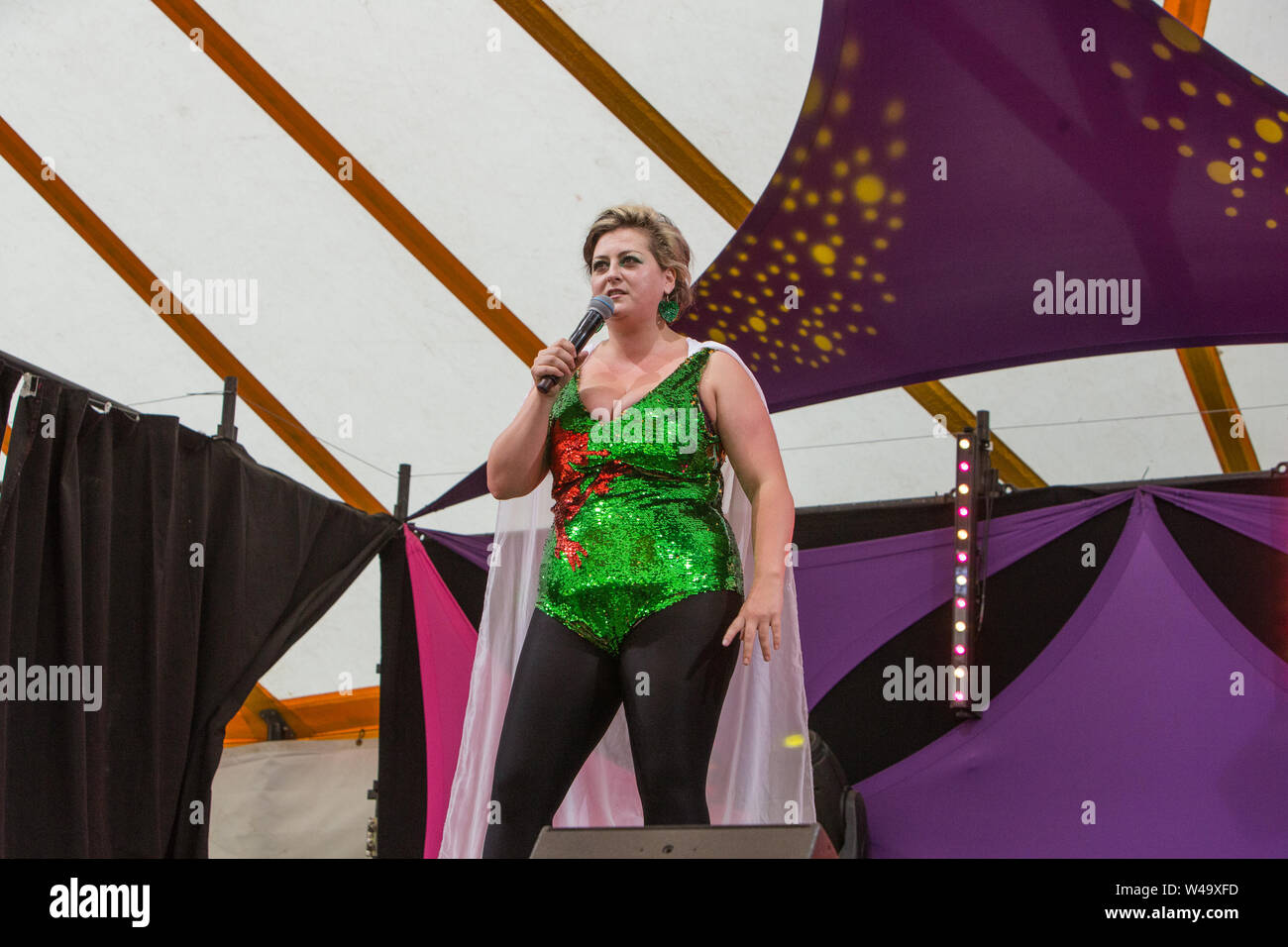 Southwold, UK. 20th July, 2019. Comedian Kiri Pritchard-McLean performs ...