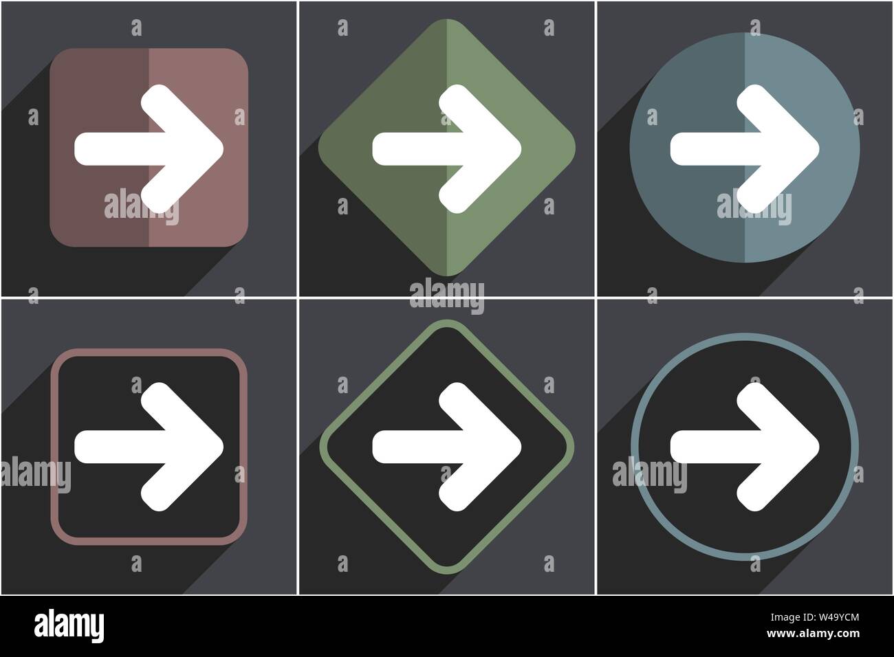 Right arrow flat vector icons set Stock Vector Image & Art - Alamy