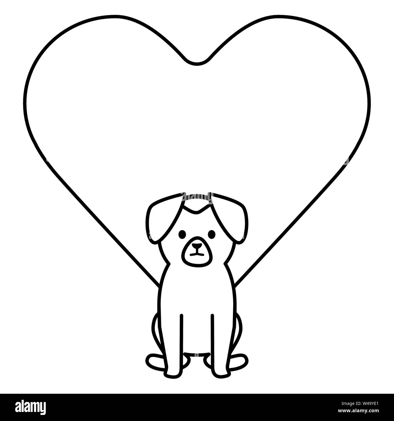 little dog adorable mascot with heart vector illustration design Stock ...