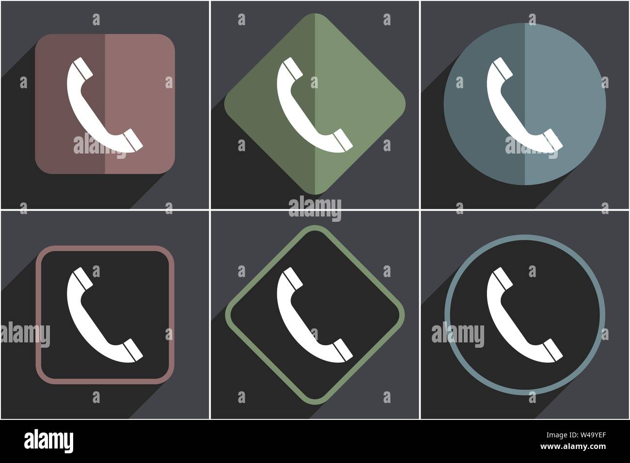 Mobile phone icons with long shadow Stock Vector Images - Alamy
