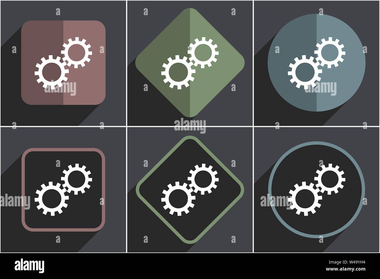 Gear flat vector icons set Stock Vector Image & Art - Alamy