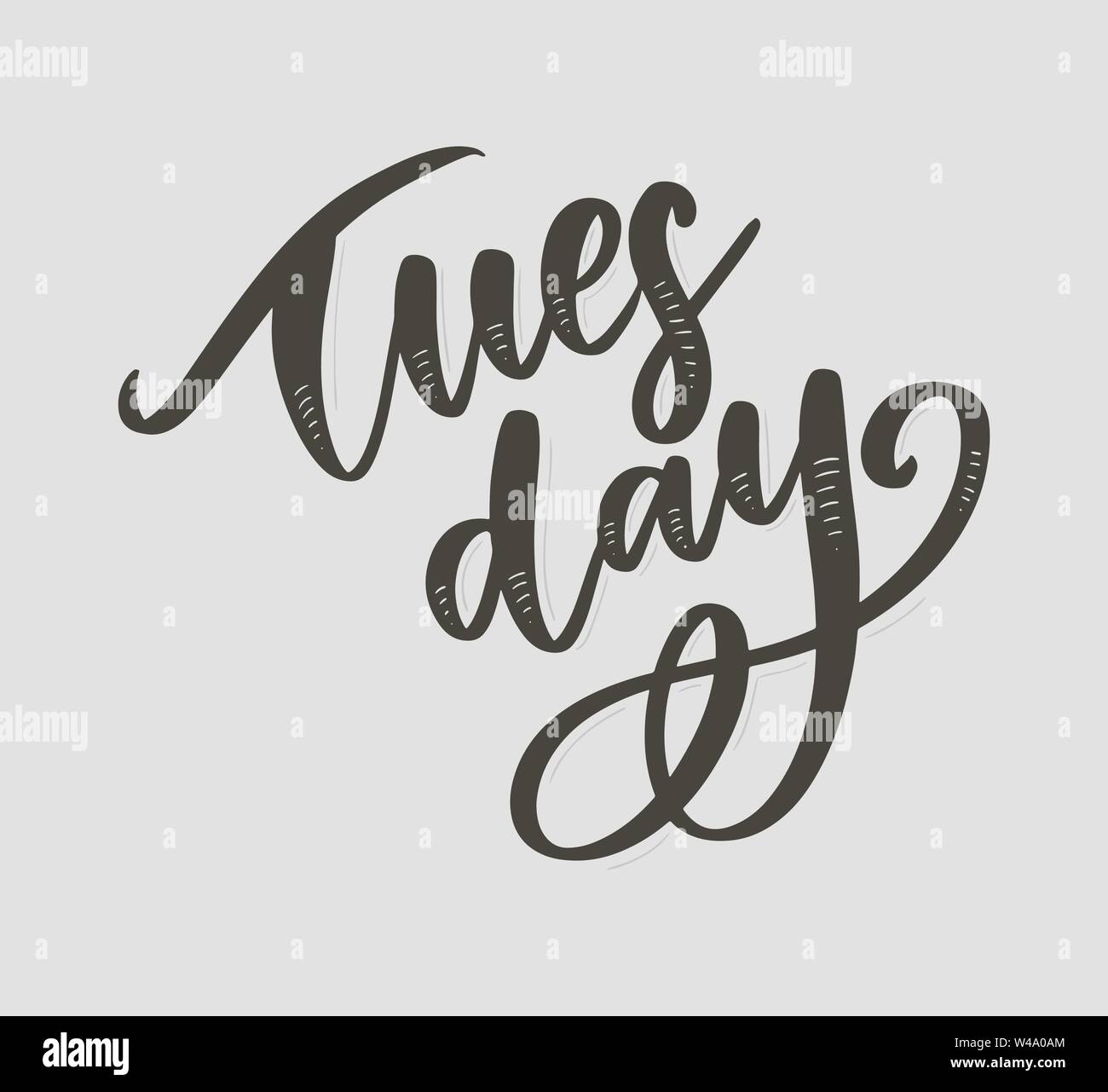 Hello Tuesday words. Quote design. Hand drawn ink lettering Stock ...