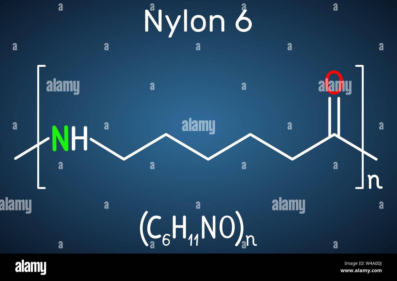 Nylon 6 or polycaprolactam polymer molecule. Structural chemical ...