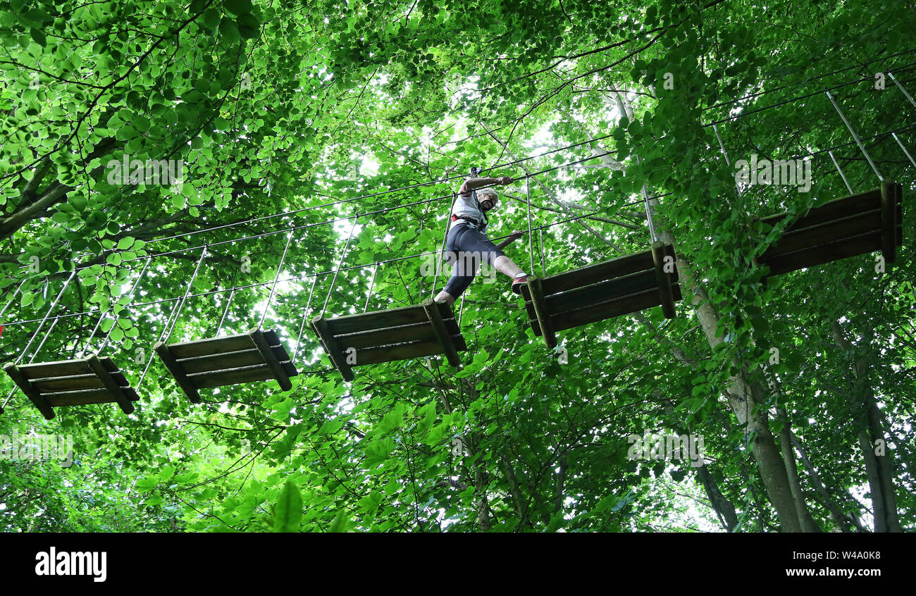 Eileen Noble, 84, navigates treetop crossing as she becomes the oldest ...