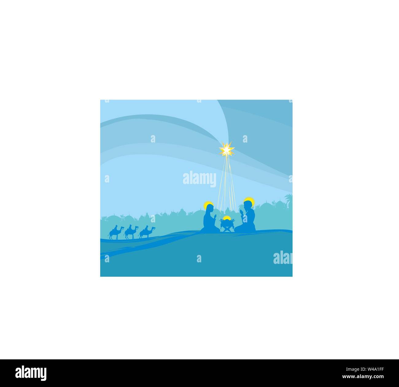 Traditional Christmas Nativity Scene, abstract illustration Stock ...