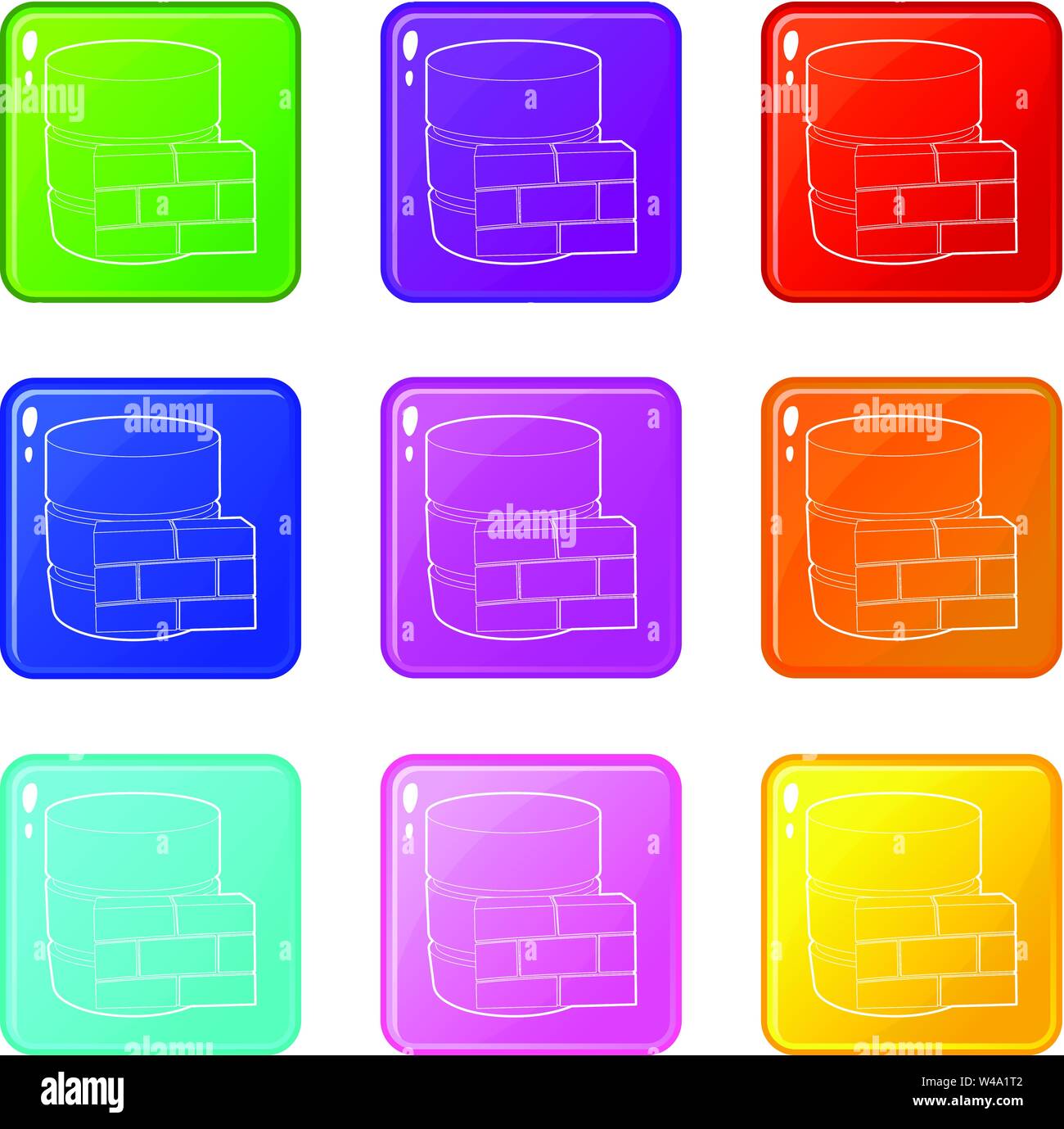 Not available database icons set 9 color collection Stock Vector Image ...