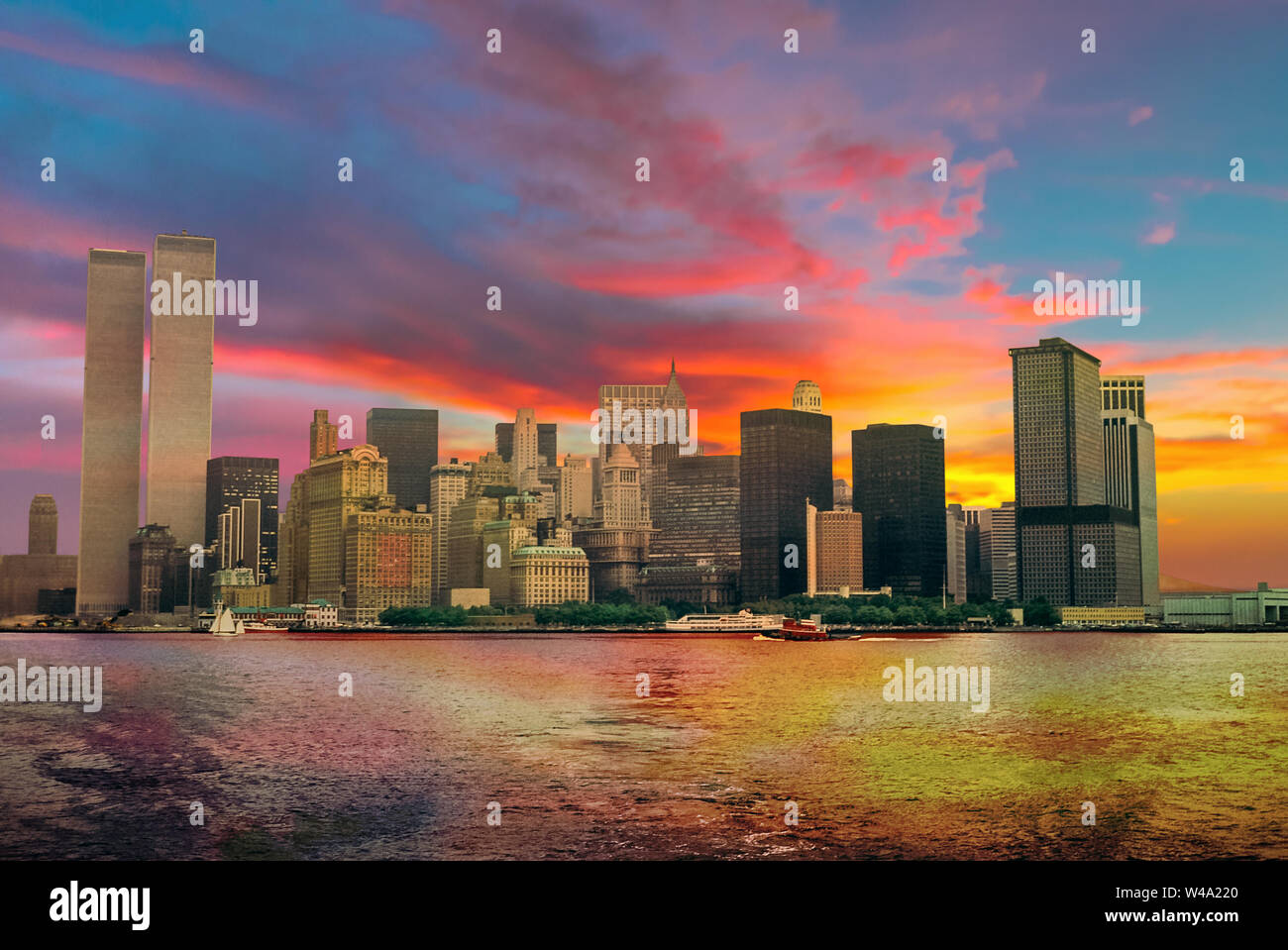 Twin towers new york sunset hi-res stock photography and images - Alamy