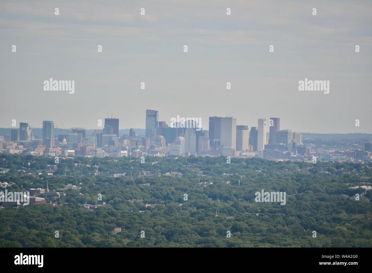 View of the Boston skyline, Boston Harbor, and Quincy as seen from atop ...