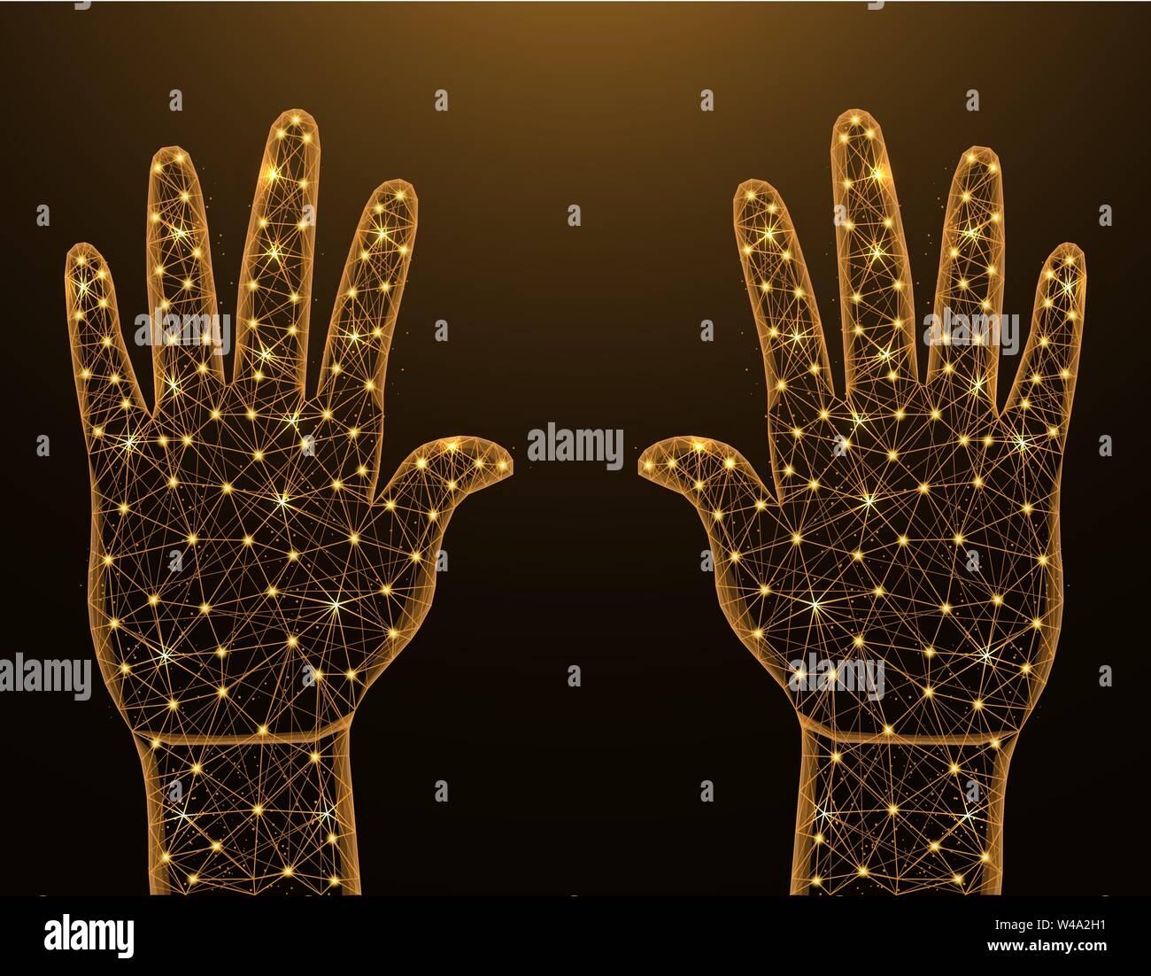 Human palms of hands low poly model, gesture in polygonal style, body ...