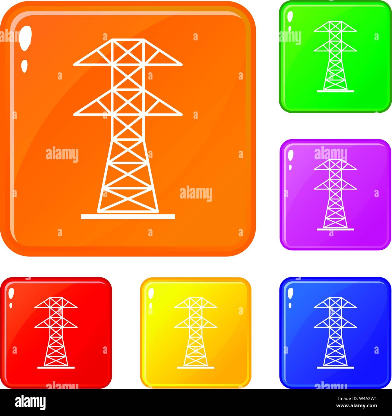 High voltage tower icons set vector color Stock Vector Image & Art - Alamy