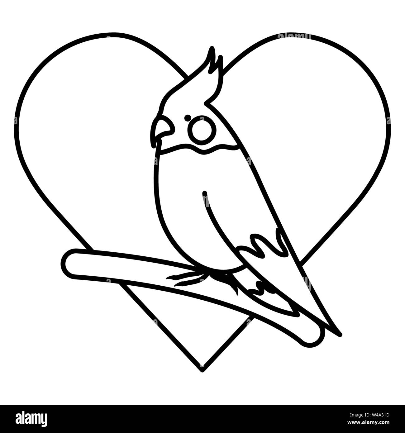cute little bird adorable mascot with heart vector illustration design ...