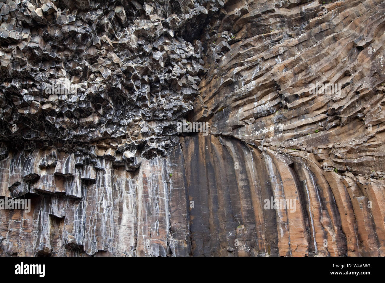 Basaltic column lava rocks. Putorana plateau. Putoranskiy nature ...
