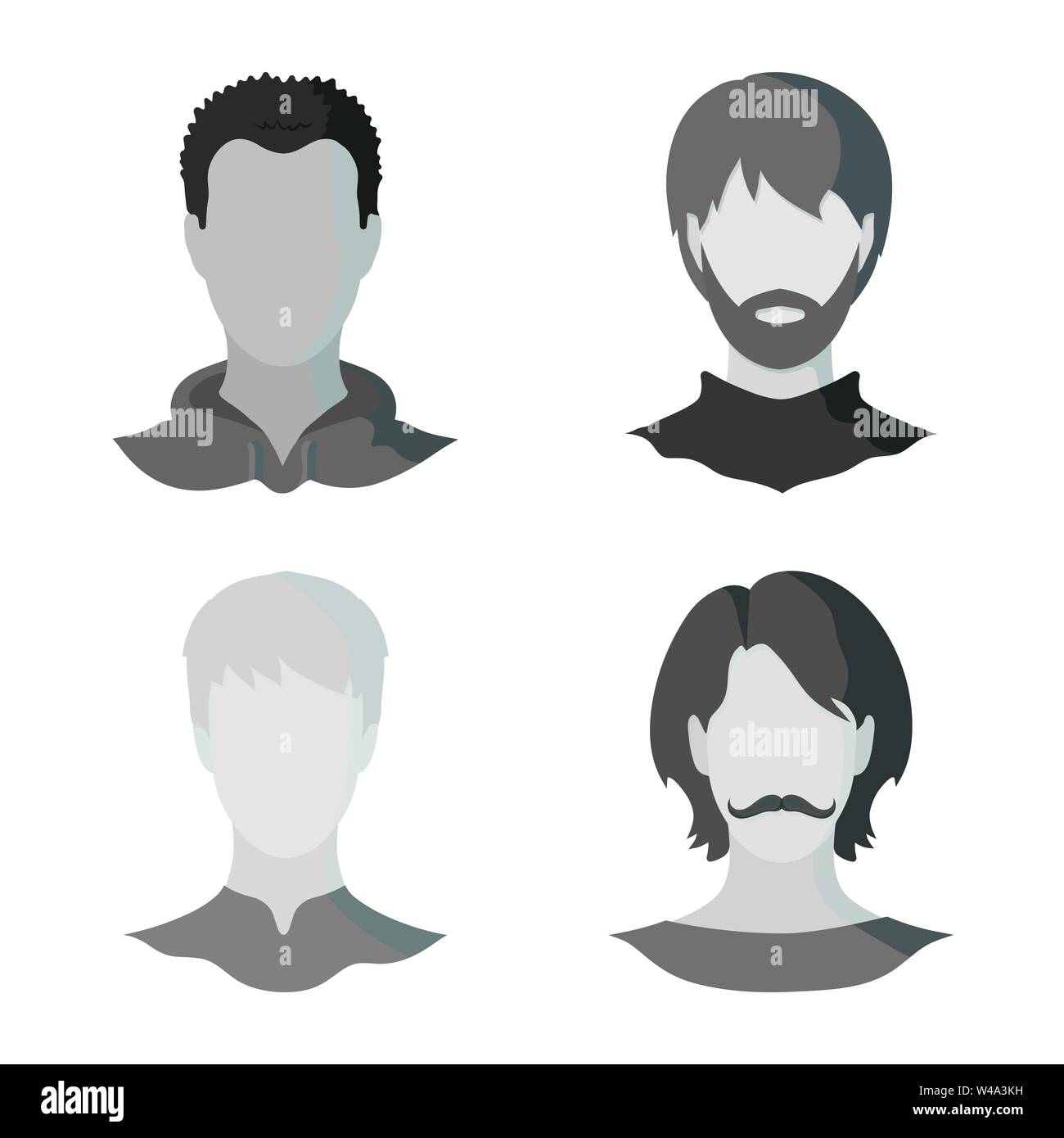 Vector design of character and profile symbol. Collection of character ...
