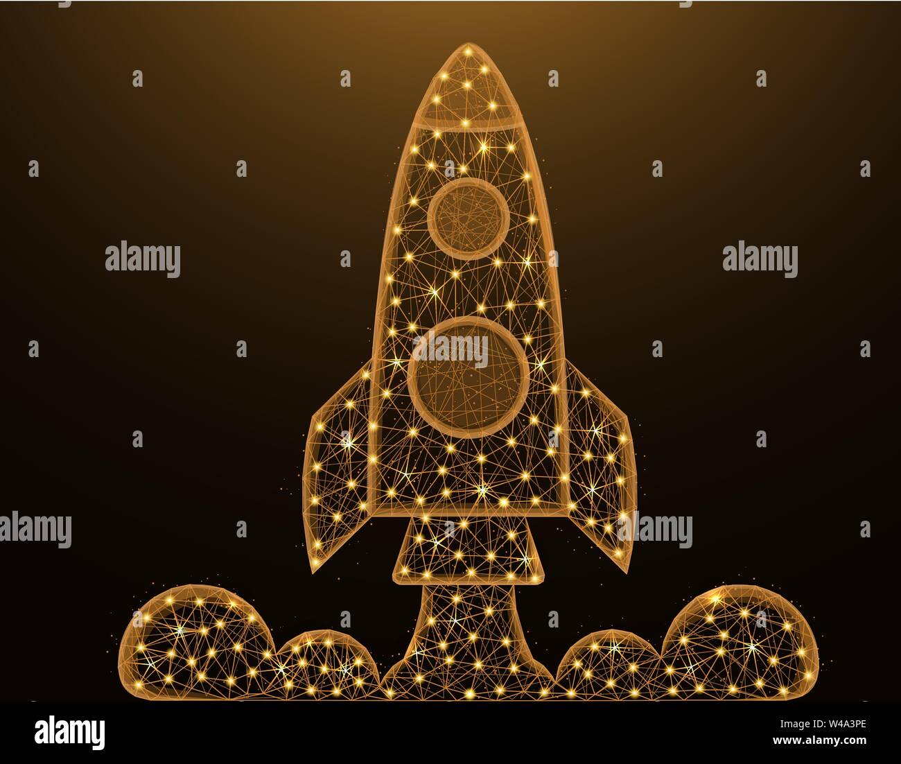 Rocket low poly model, shuttle launch in polygonal style, space ship ...