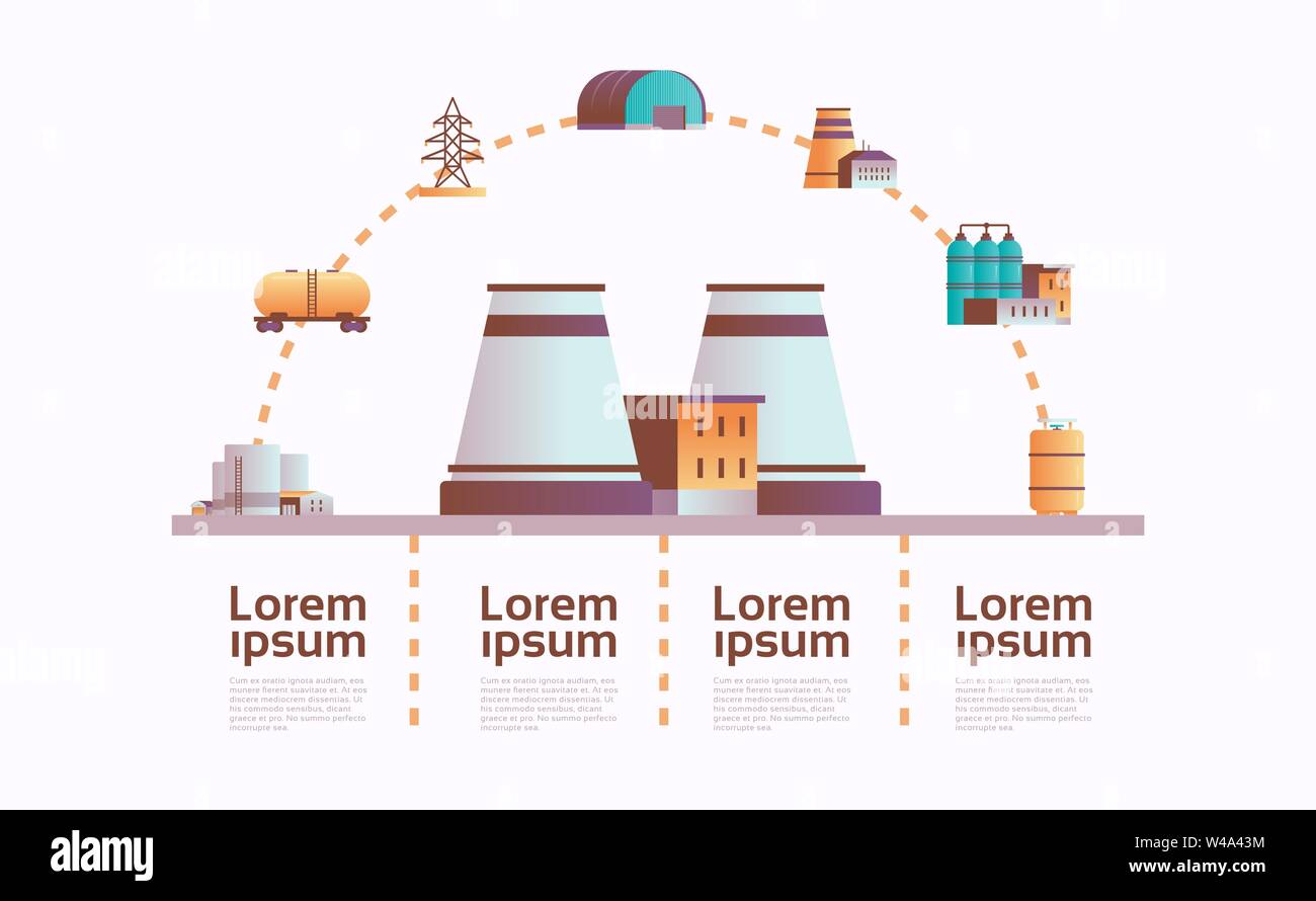 factory building icon infographic template plant with pipes and chimney ...