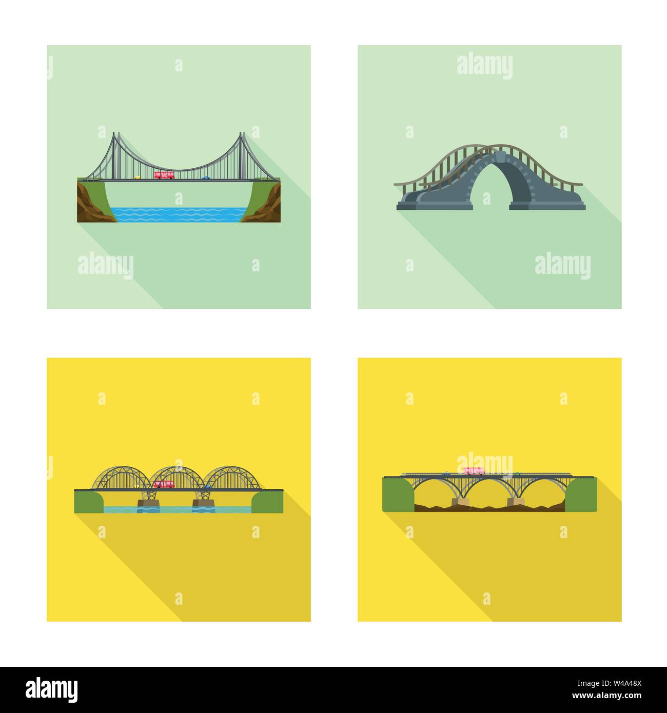 Vector illustration of bridgework and bridge logo. Set of bridgework ...