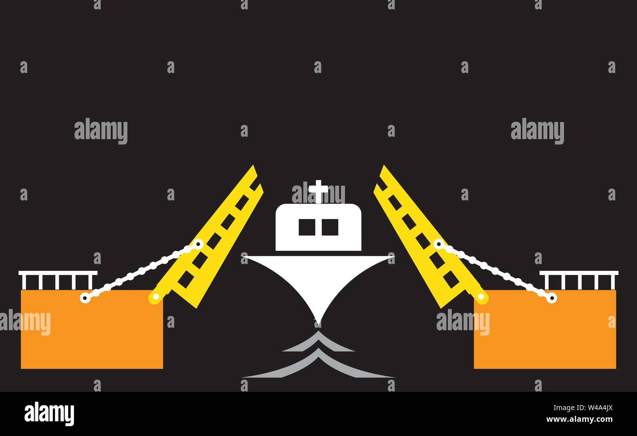 Moveable or movable bridge or Open bridge Vector Stock Vector Image ...