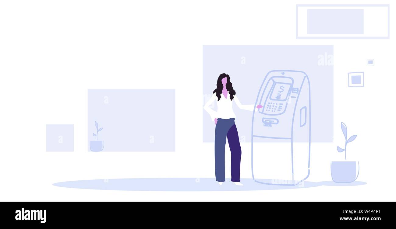 business woman using atm machine businesswoman withdrawing cash automatic teller machine money ...