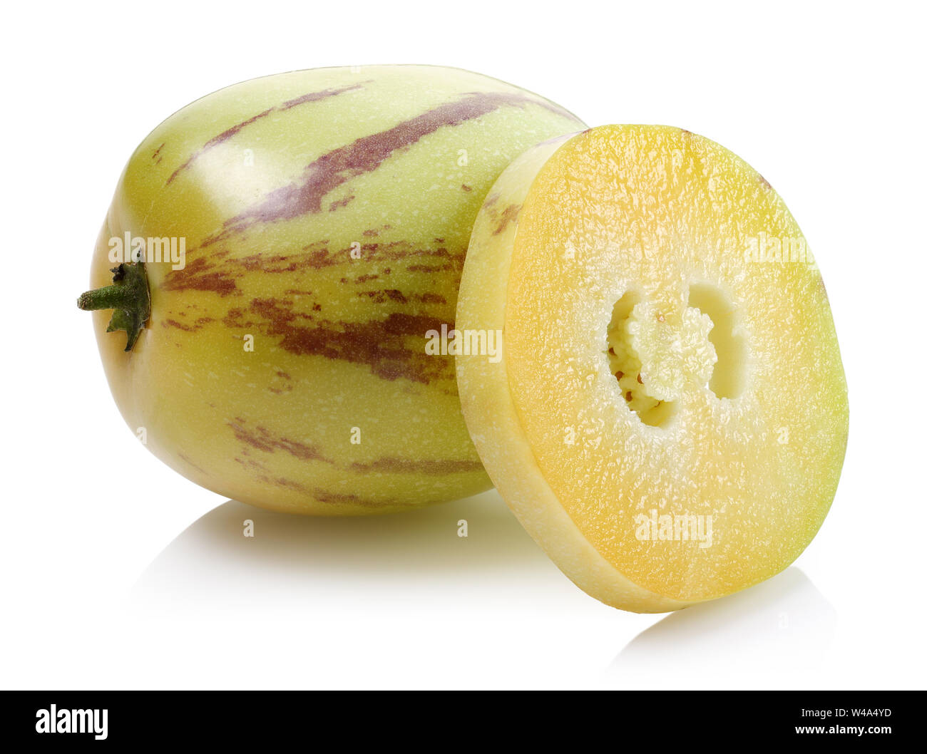 Pepino melon fruits isolated on white background Stock Photo - Alamy